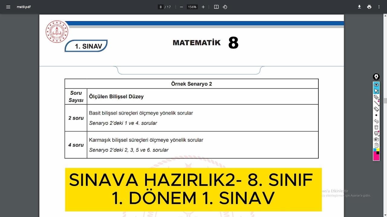 15 DAKİKADA SINAVA ÇALIŞ- 2.SENARYO -8.SINIF MATEMATİK-1.DÖNEM-1.SINAV ...