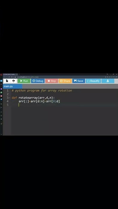 Python Program For Array Rotation Youtube