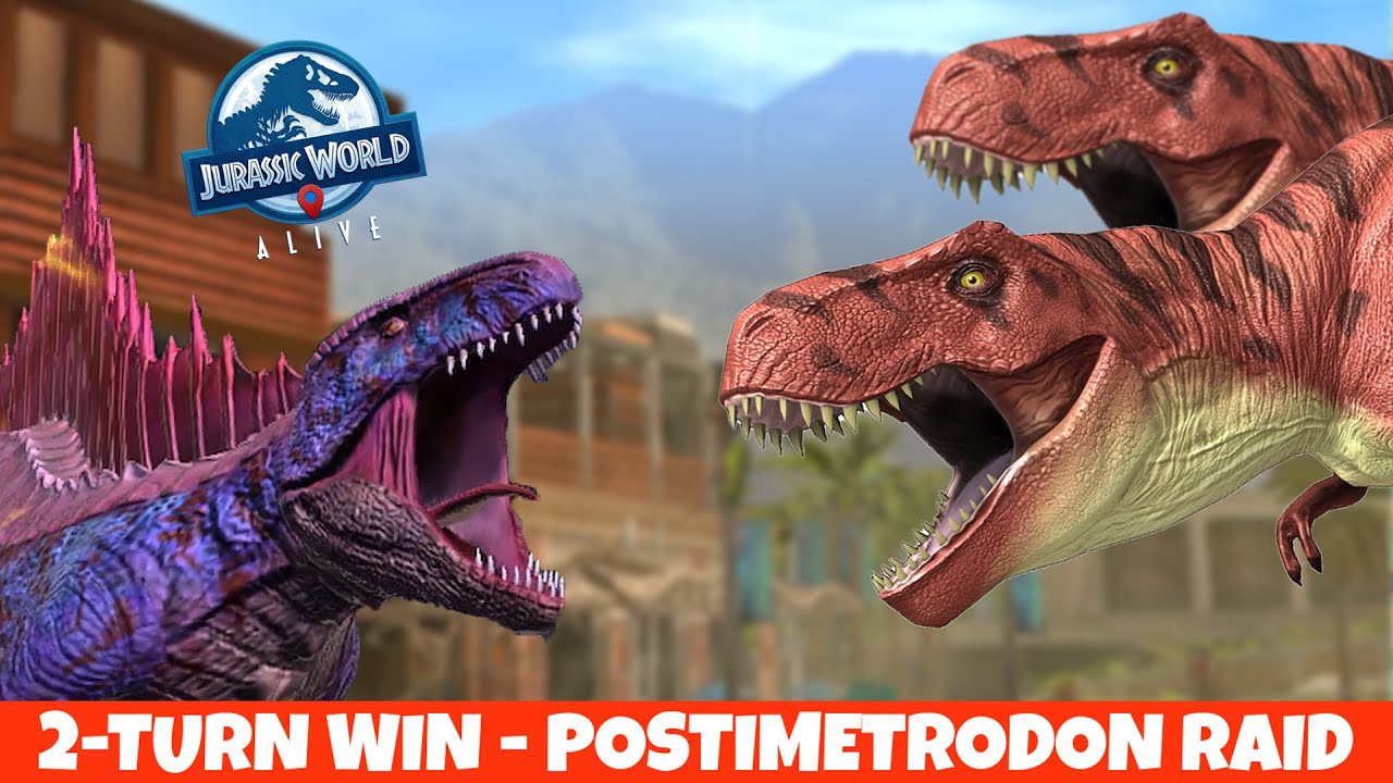 Classic '93 T. Rex and Postimetrodon Raid Boss | 2 turn Win | Jurassic ...