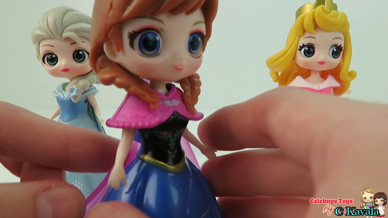 Frozen Elsa and Anna Magiclip dolls and QPosket Princesses - YouTube