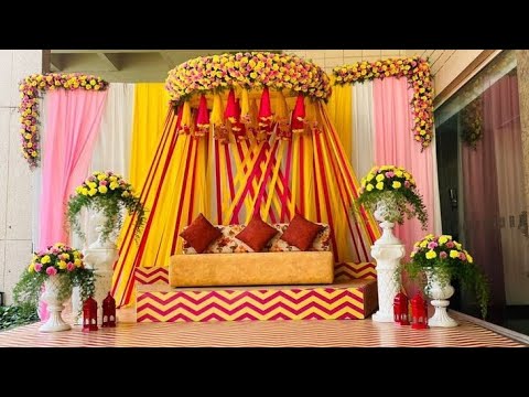 latest haldi decoration | mehndi decoration at home || maiyan ...