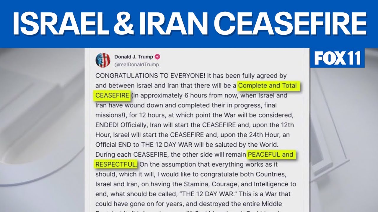 Trump announces ceasefire between Israel and Iran | FOX 11 LA - YouTube