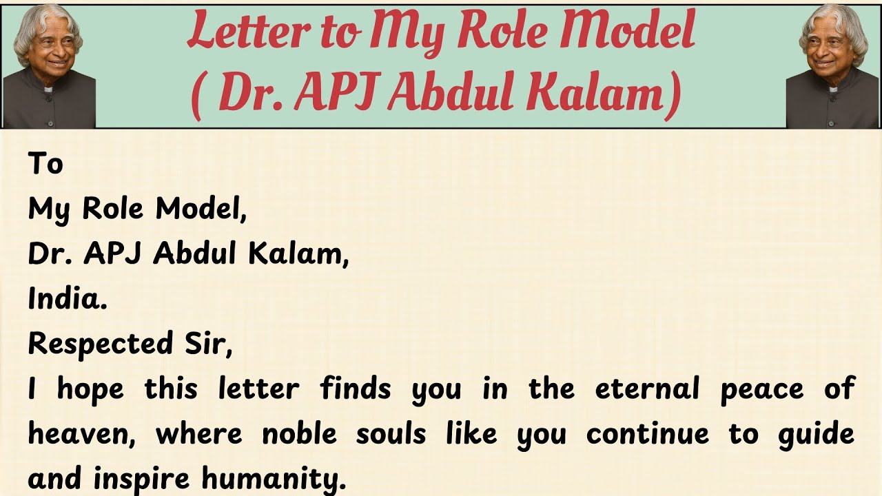Letter to My Role Model Dr. APJ Abdul Kalam 350 Words Dhai Akhar 2025 ...