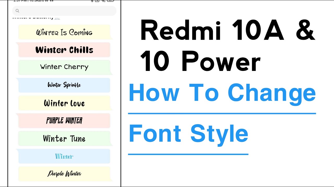 Redmi 10A & 10 Power How To Change Font Style Font Changer - YouTube