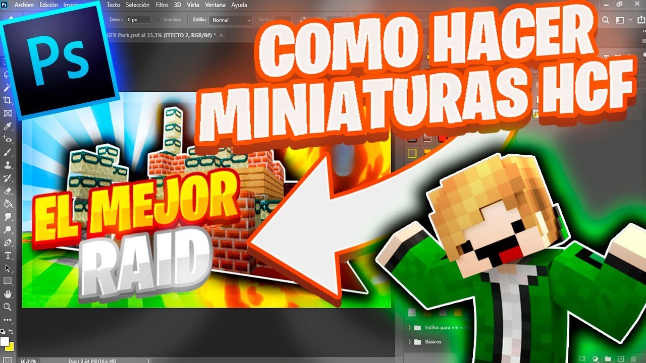 COMO HACER MINIATURAS de MINECRAFT HCF 2020 | Tutorial Photoshop ...