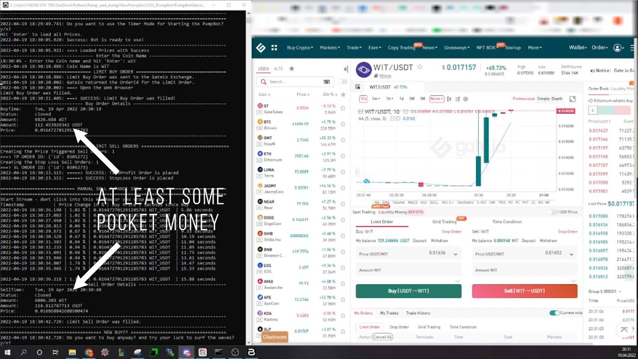 TRUTH Gate.io Crypto Pump and Dump Bot - Pump Bot makes some profit on Gateio crypto pump signal ...
