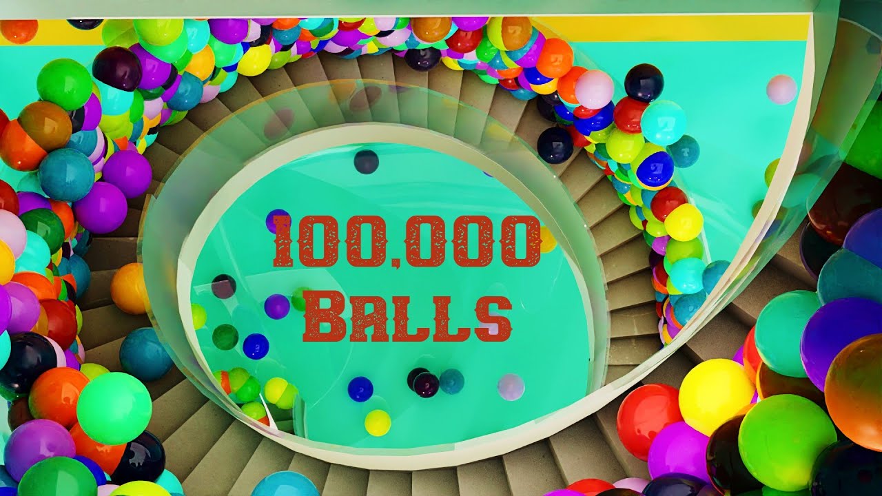 Colored Balls Marble run! - Blender molecular physics animation in ...