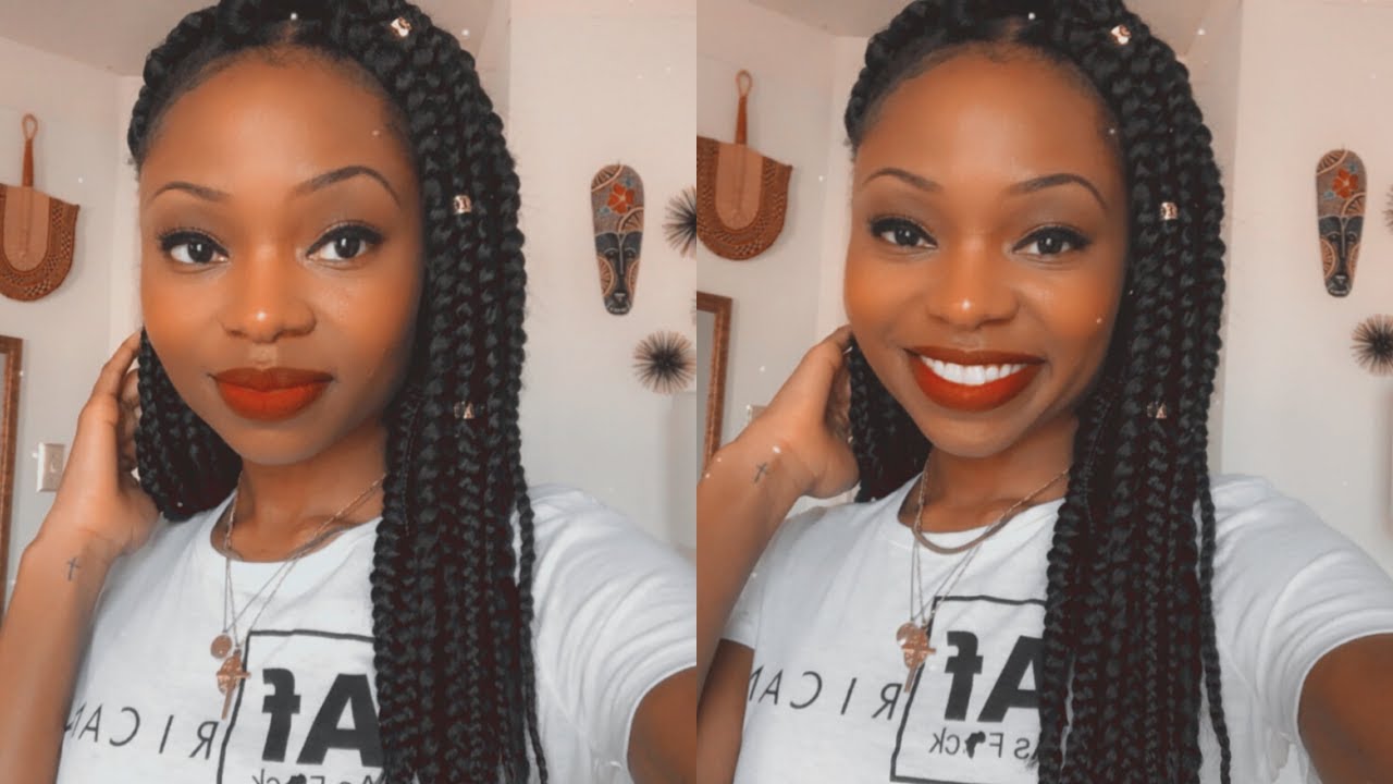 How to: Jumbo Box Braids | Easy & Neat Box Braids (Elastic Band Method ...