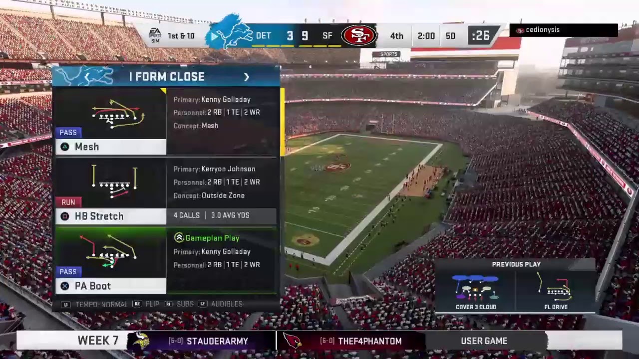Madden-Leagues.com CF | Week 7 | Lions (3-3) @ 49ers (4-2) - YouTube