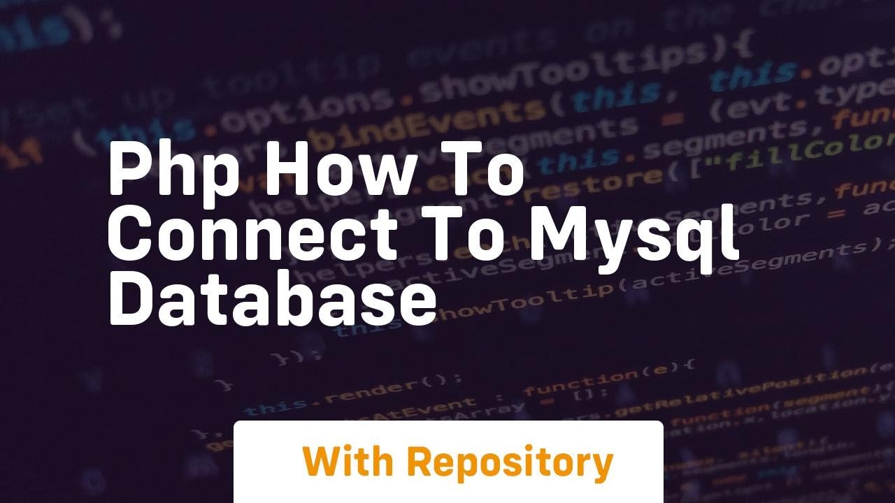 Php How To Connect To Mysql Database Youtube 6999