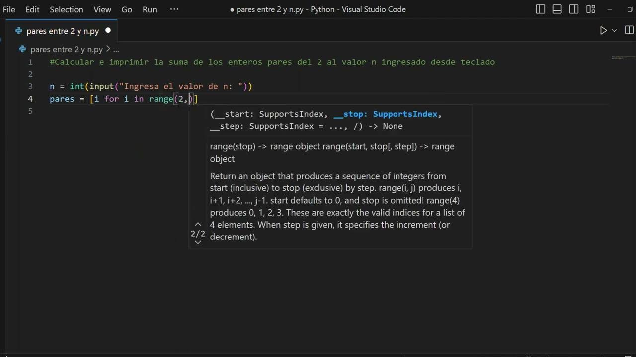 Calcular e imprimir la suma de los enteros pares del 2 al valor n ...