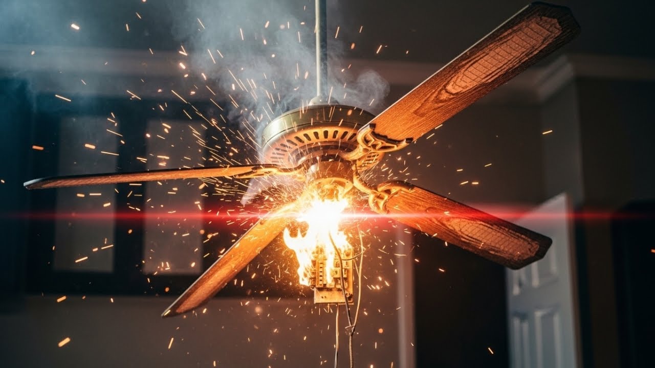 Ceiling Fan Spins Wild, Crashes in Flames! - YouTube