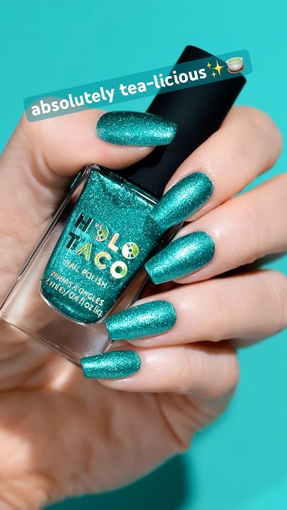 Shiny bright TEAL nails🩱🍵 Teal With It limited edition Holo Taco x DAVIDsTEA 💅 - YouTube