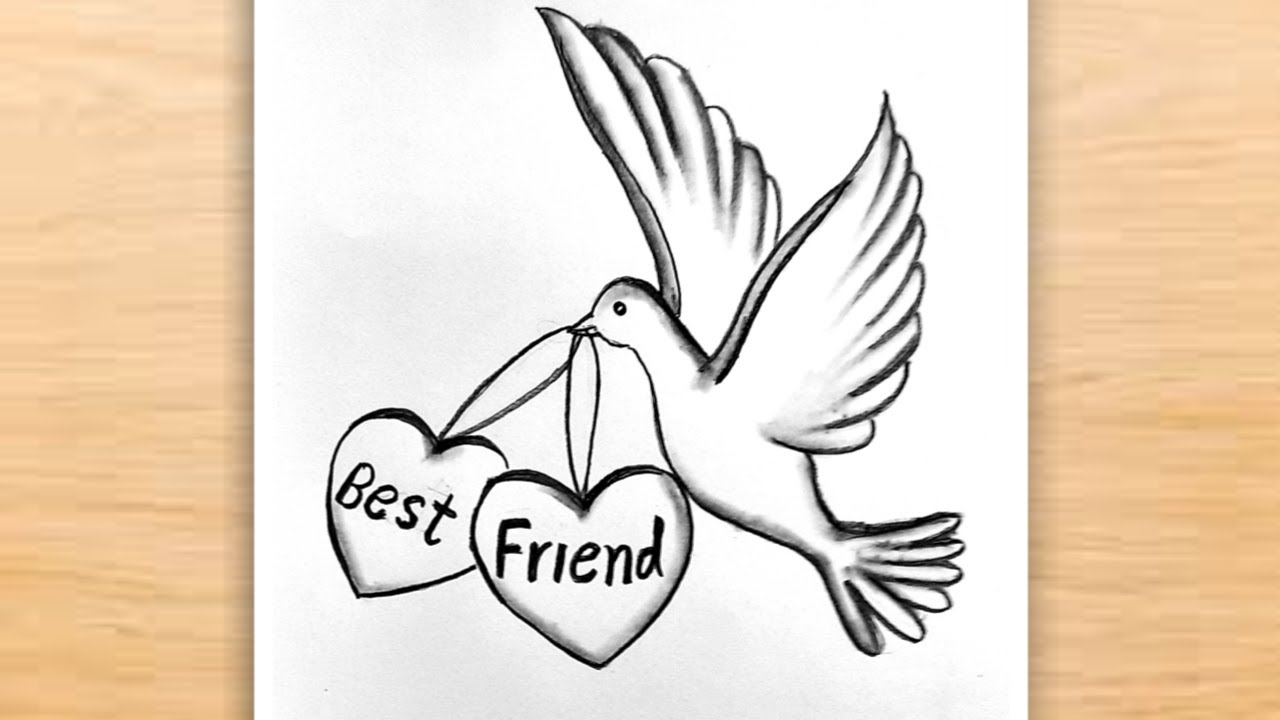 Best Friends Drawing Easy | BFF Drawings | Friendship Day Drawing | How ...