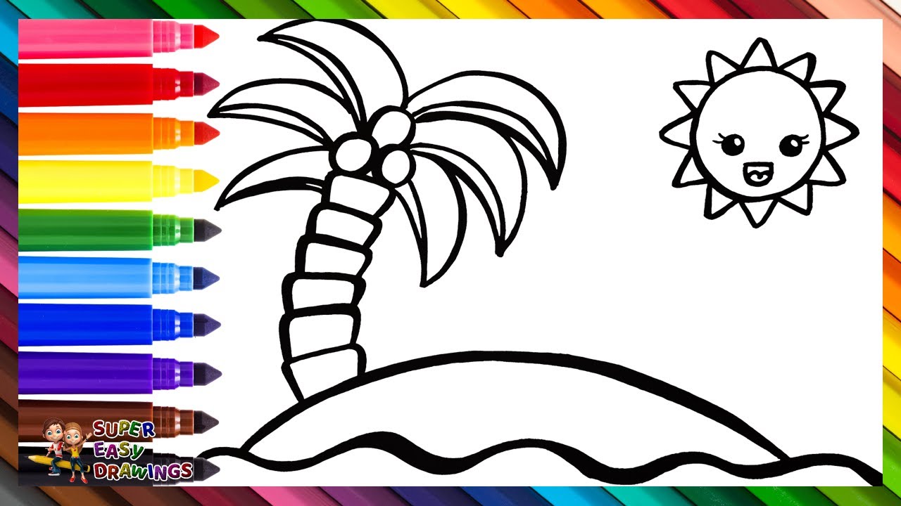Draw and Color an Island 🏝️🌞🌈 Drawings for Kids - YouTube