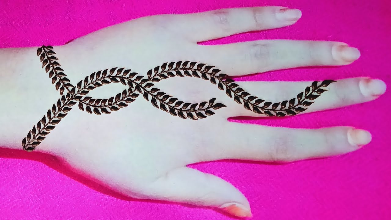 Leaf mehndi design for back hand 2023 | leafy stylish henna design ...