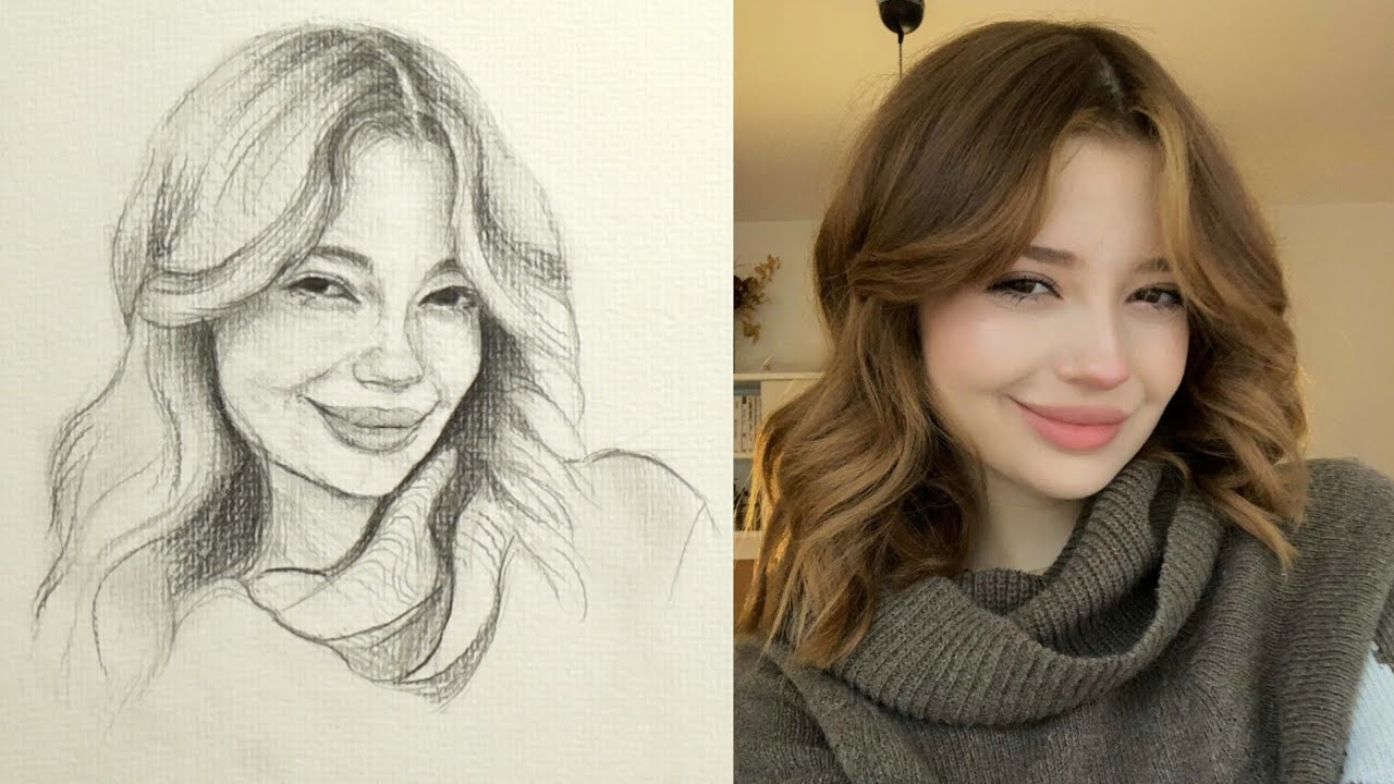How to Draw Easy a Girl like Sir | Portrait sketch practice, using ...