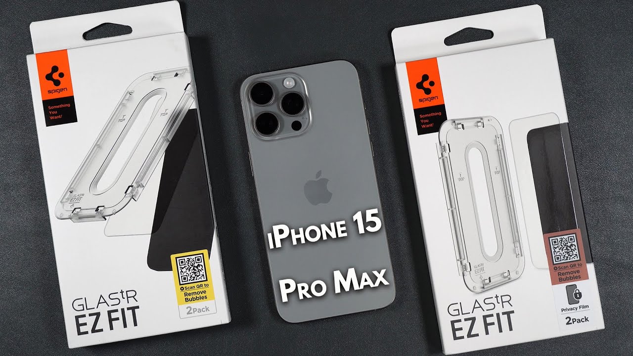 iPhone 15 Pro Max Spigen Clear & Privacy Glass Screen Protector - Drop ...