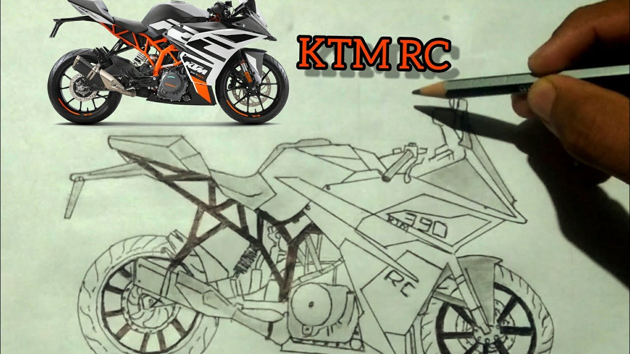 KTM RC 390 drawing || how to draw bike - YouTube