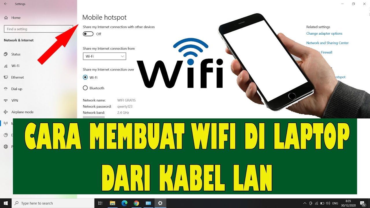 Cara Membuat Wifi di Laptop Koneksi Dari Kabel LAN - YouTube