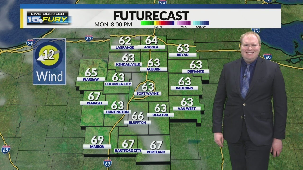 Clouds increase Monday night ahead of a rainy Tuesday - YouTube
