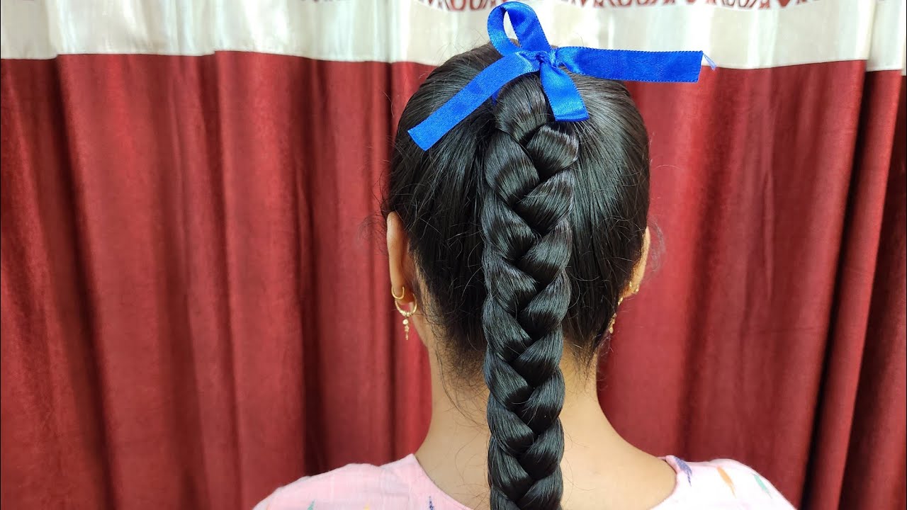 High Tight Folded Braid Hairstyle With Ribbon On Oily Hair || Doorway ...