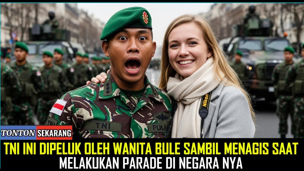 VIRAL! Tangis Wanita Bule Pecah, Peluk TNI saat di Parade Prancis Jadi Sorotan - YouTube