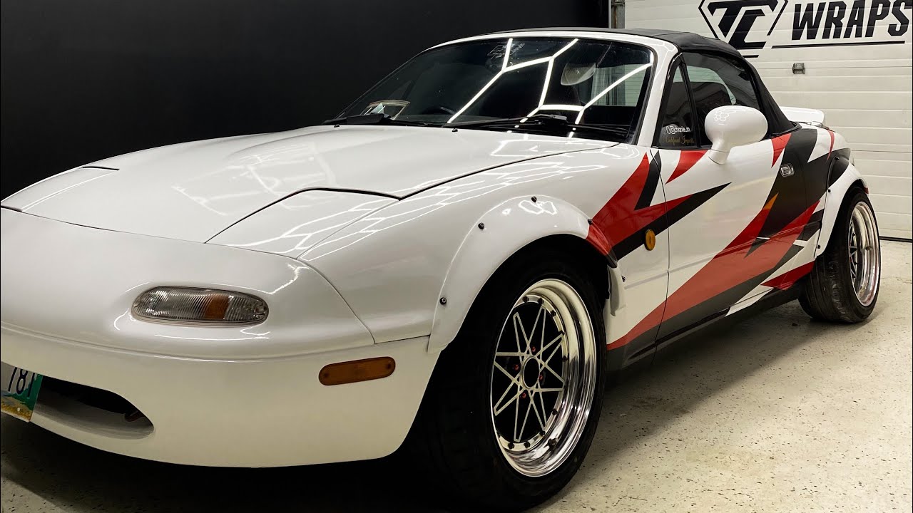 RHD Miata Full Custom livery Wrap install. - YouTube