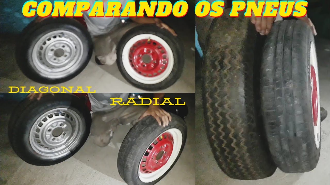 Comparando os pneus na roda do Fusca! Pneu diagonal(5.60) e pneu radial ...