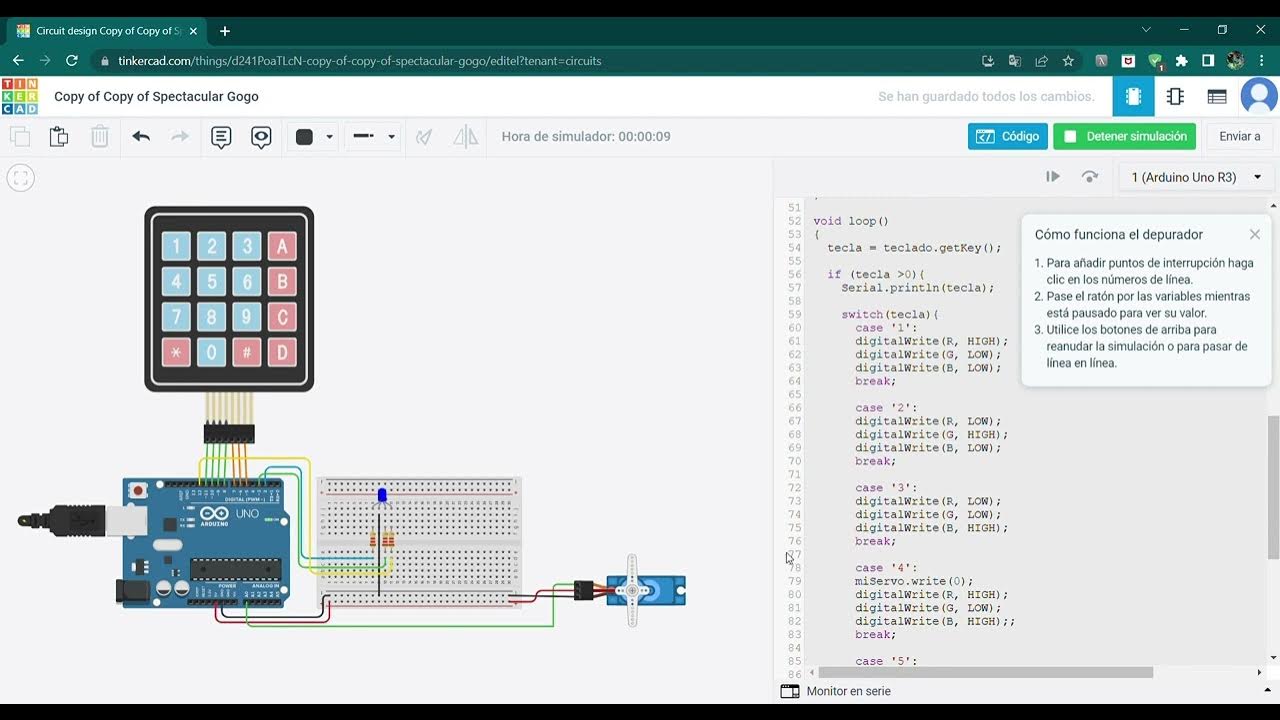 Control de servomotor y led RGB mediante teclado matricial - YouTube
