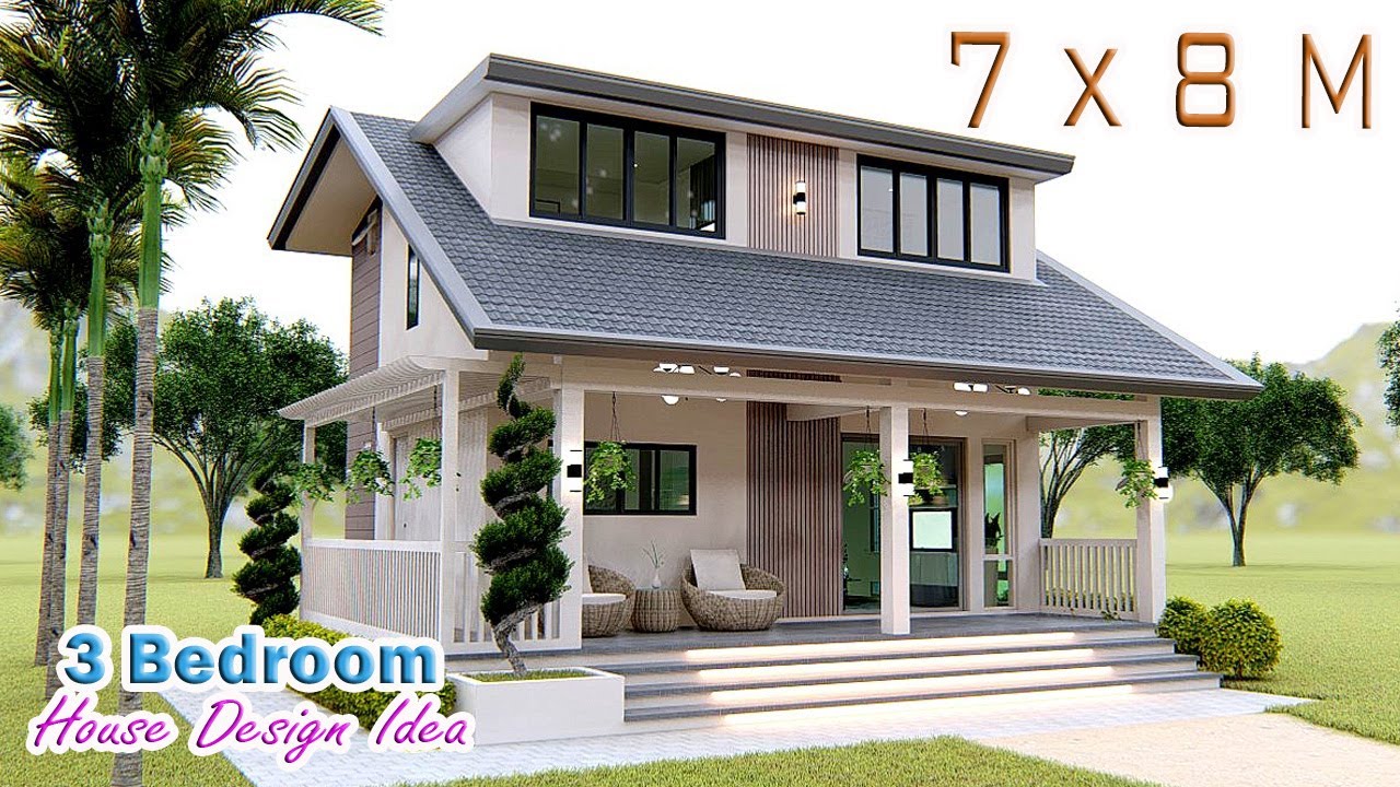 SMALL HOUSE DESIGN IDEA | 7 X 8 Meters(22.9 ft BY 26.2 ft) with 3 ...