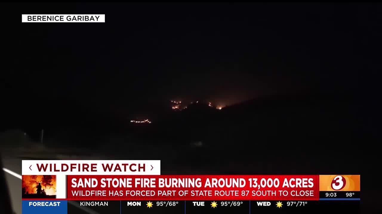 Sand Stone Fire grows to 13,000+ acres - YouTube