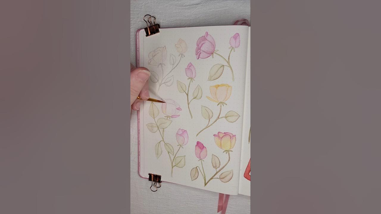 watercolor roses 🌹 ️💐 ️🎨with the Derwent Inktense Watercolor Pencils! Simple and cute - YouTube