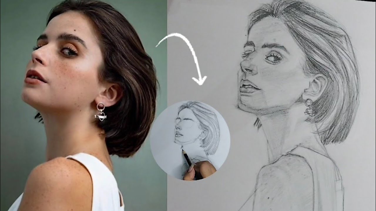 Step-by-step: Drawing a Girl's Face from a difficult angle - YouTube