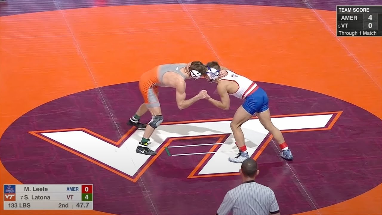 133lbs Sam Latona (Virginia Tech) vs Max Leete (American) - YouTube