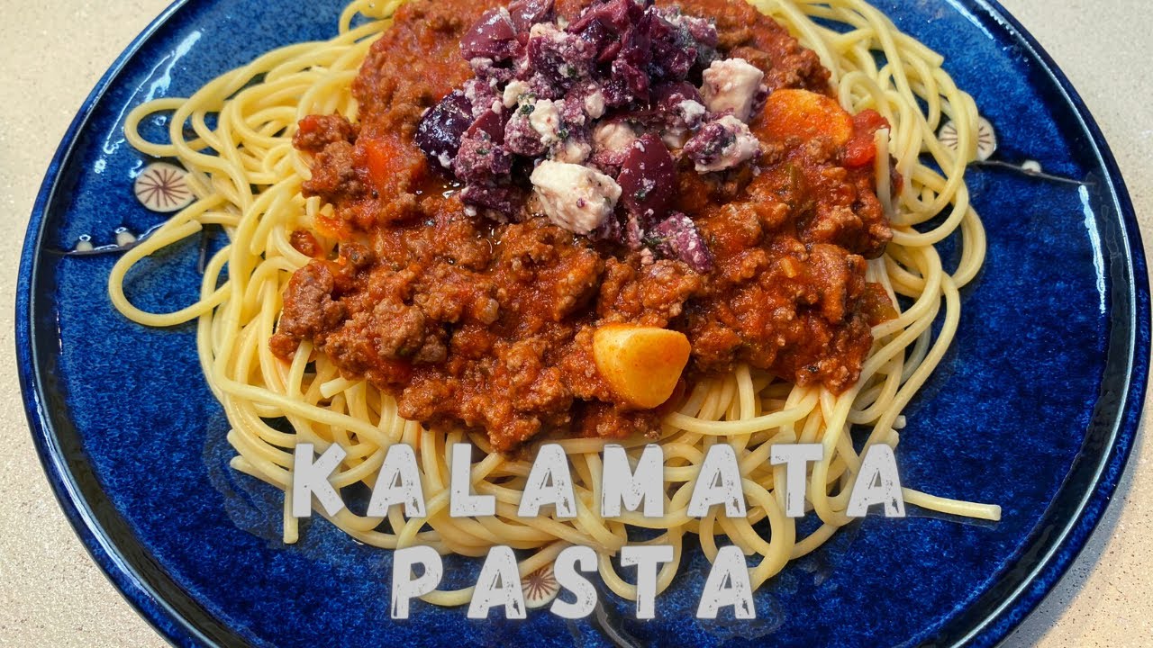 Kalamata Spaghetti (Greek twist on a classic dish) Delicious meal under ...