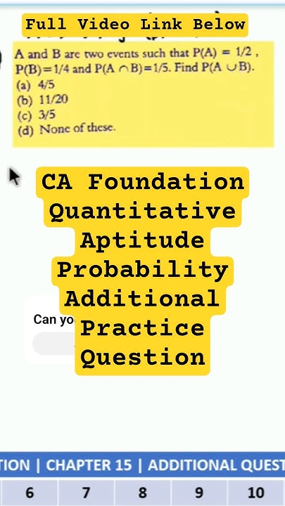 CA Foundation Quantitative Aptitude Probability Additional Practice Question - YouTube