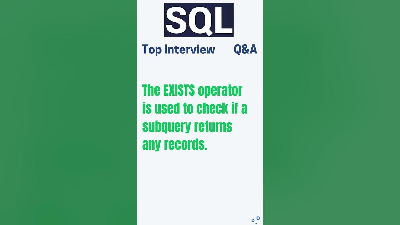 What is the EXISTS operator? #SQL #interview #interviews #facts # ...