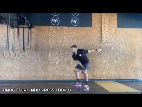 Hang power clean and press 1 Dd dumbbell - YouTube