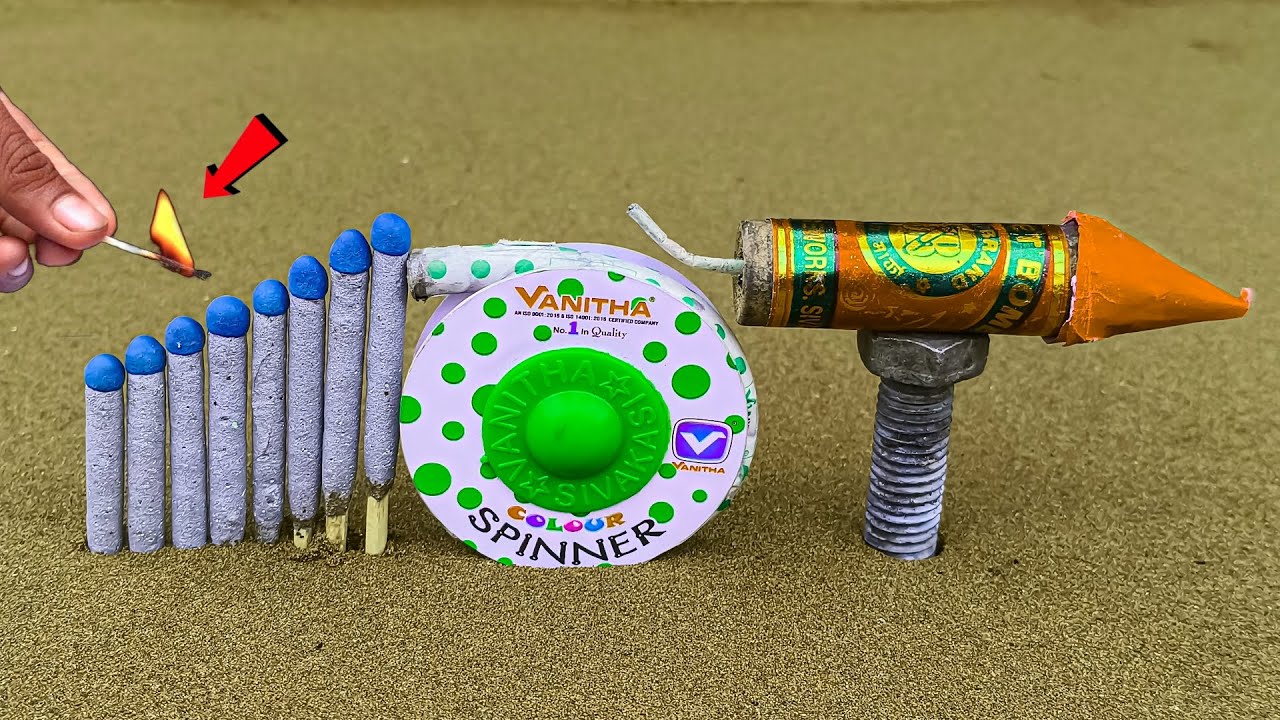 Diwali Rocket Cracker And Vanitha Green Ground Spinner Experiment ...