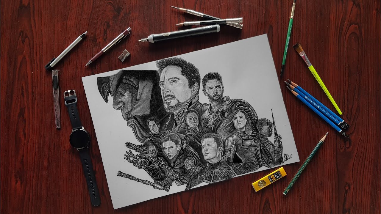 'Avengers Endgame' Avenge the Fallen Avengers Pencil Drawing Video ...