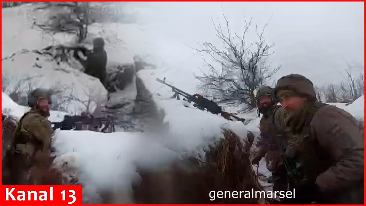 Fight with Russians with small arms in snowy trench at 50 meters of ...