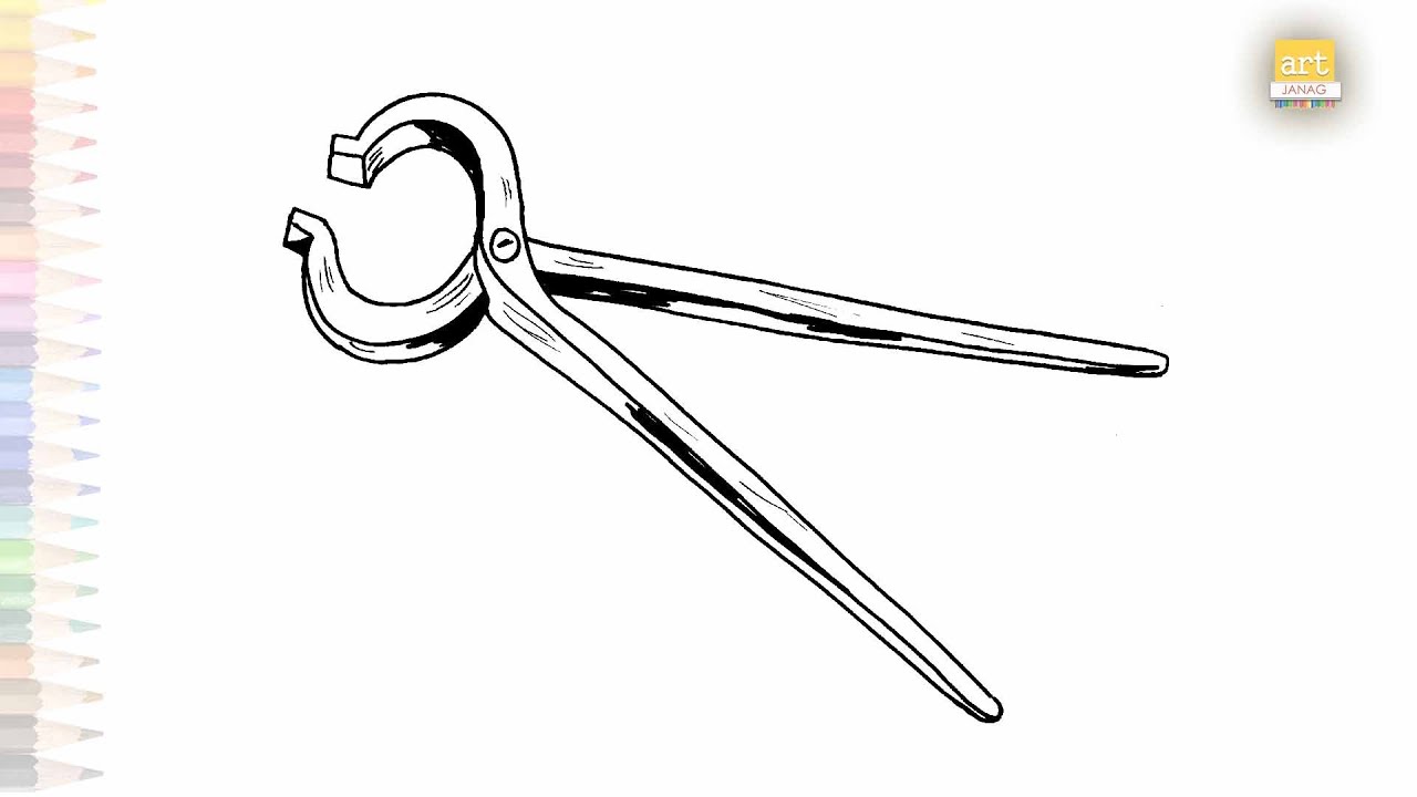 Blacksmiths Tongs drawing easy | Line sketches | How to draw ...