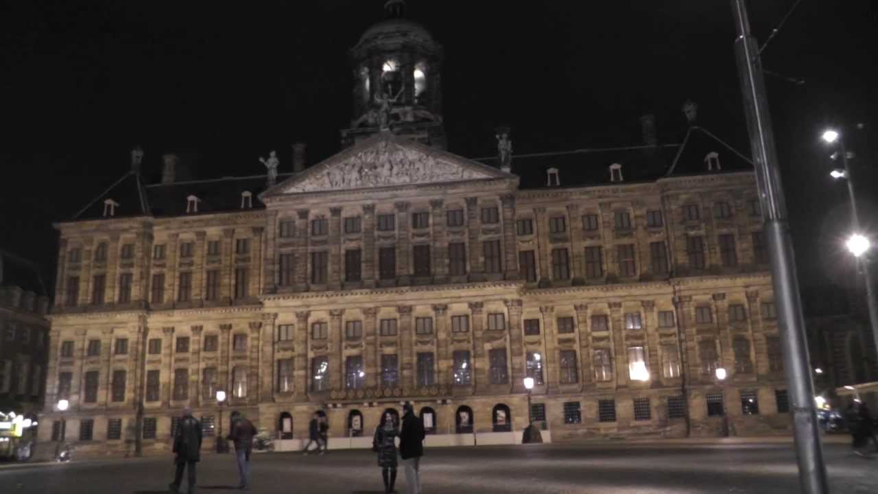 Dam square Amsterdam at night - YouTube