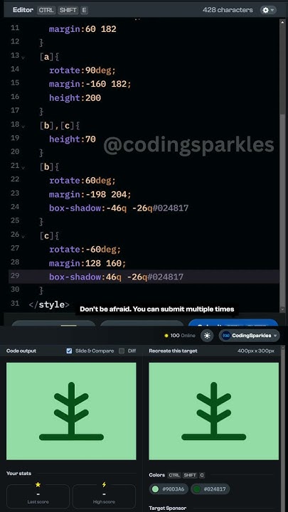CSS Battle - Tree - Target 196 #html #css #shorts - YouTube