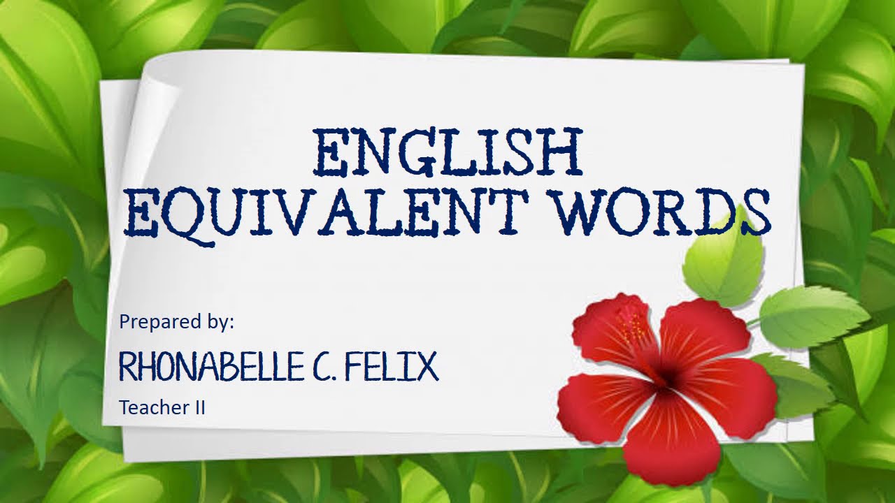 English Equivalent of Words Related to Self and Family in Mother Tongue ...