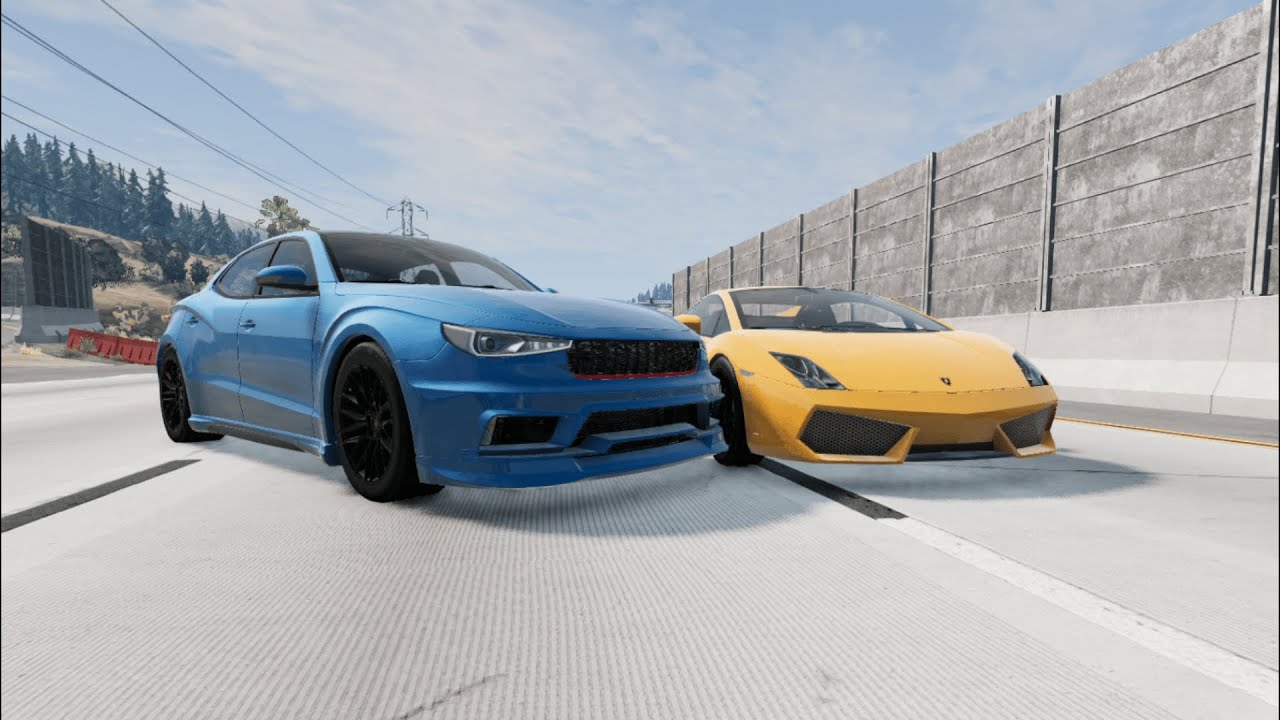 runaway cars on highway +beamng drive-game chases - YouTube