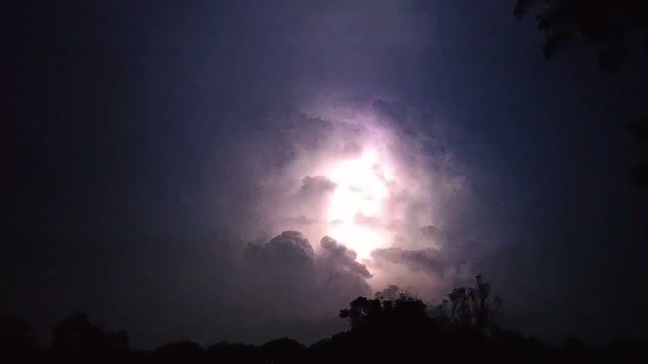 lightning with peaceful rain and distant thunder - YouTube