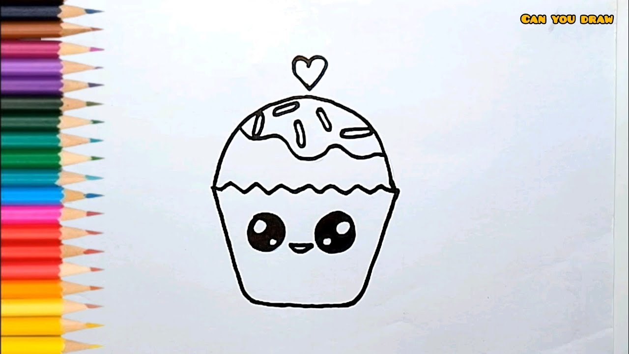 Cute CupCake Drawing | How to draw house for beginners for step by step ...