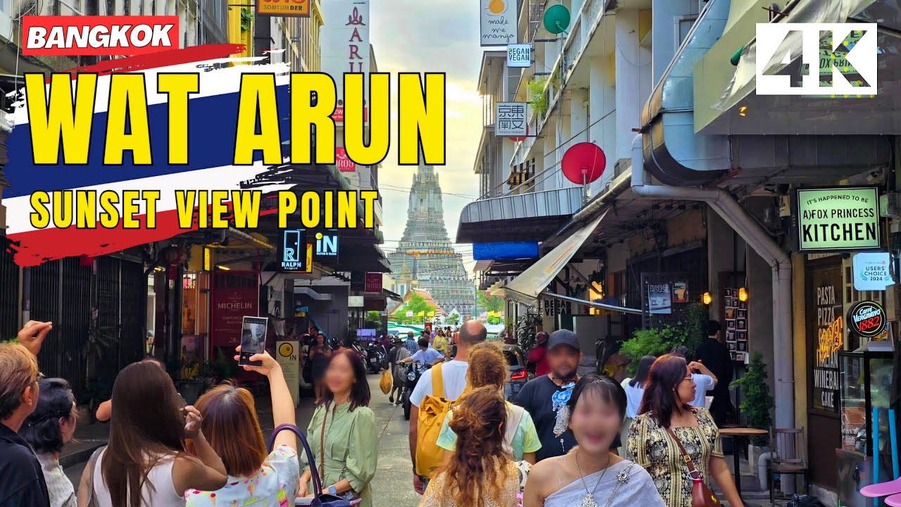 [4K] Wat Arun Sunset View Point in Bangkok 🇹🇭 Walking Tour (ASMR ...